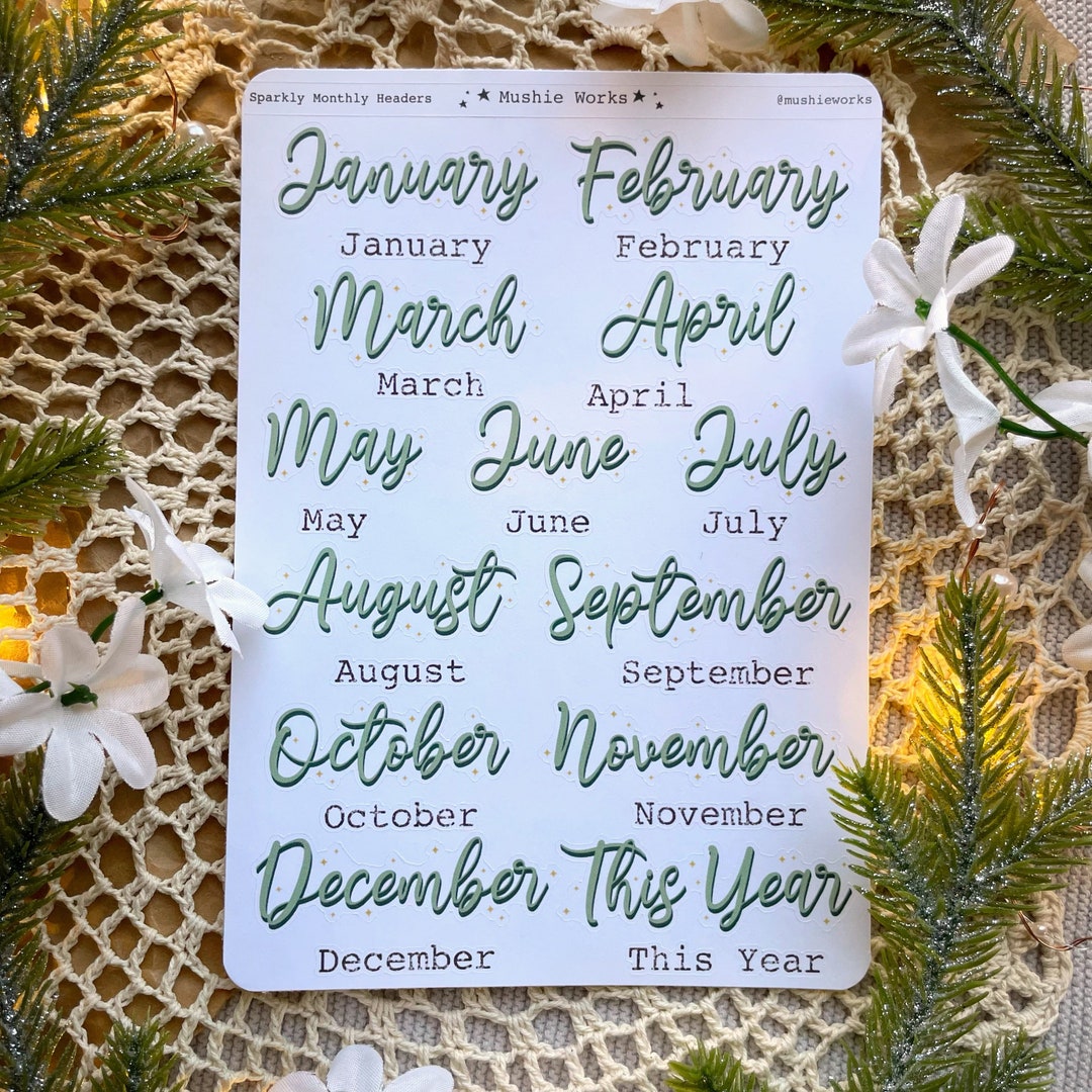 Sparkly Monthly Headers Sticker Sheet Journal Stickers - Etsy