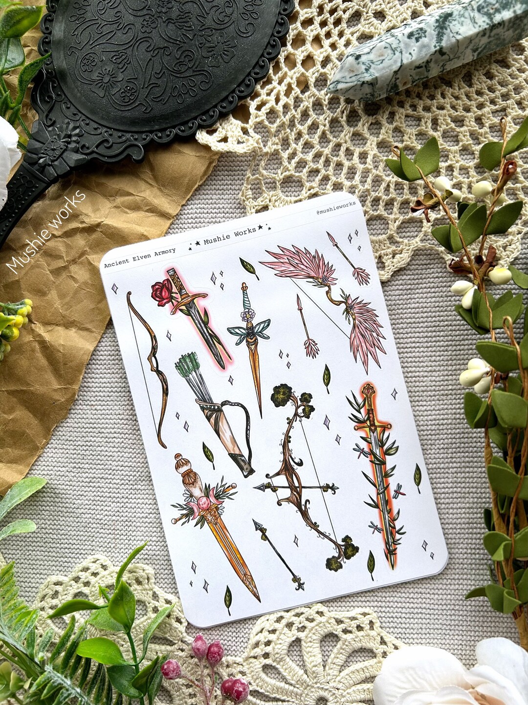 Ancient Elven Armory Sticker Sheet, Journal Stickers, Bujo Stickers ...
