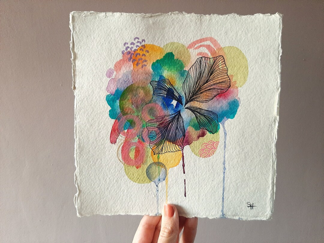 Original Painting on Paper | 20 X 21 Cm | Small Signed Artwork on Paper ...