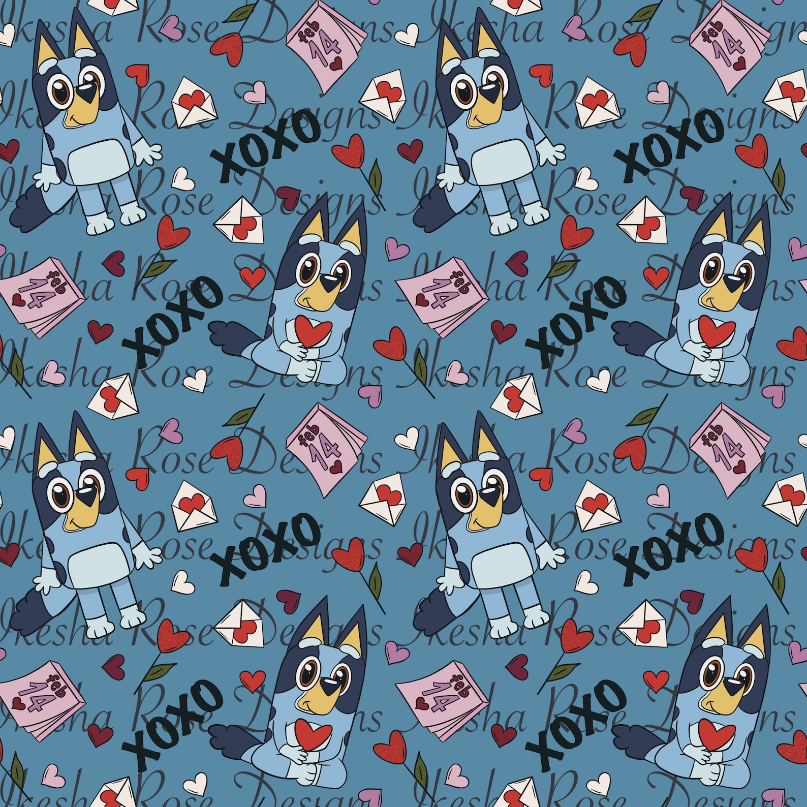 Bluey Valentine's Day Seamless Digital File Pattern - Etsy