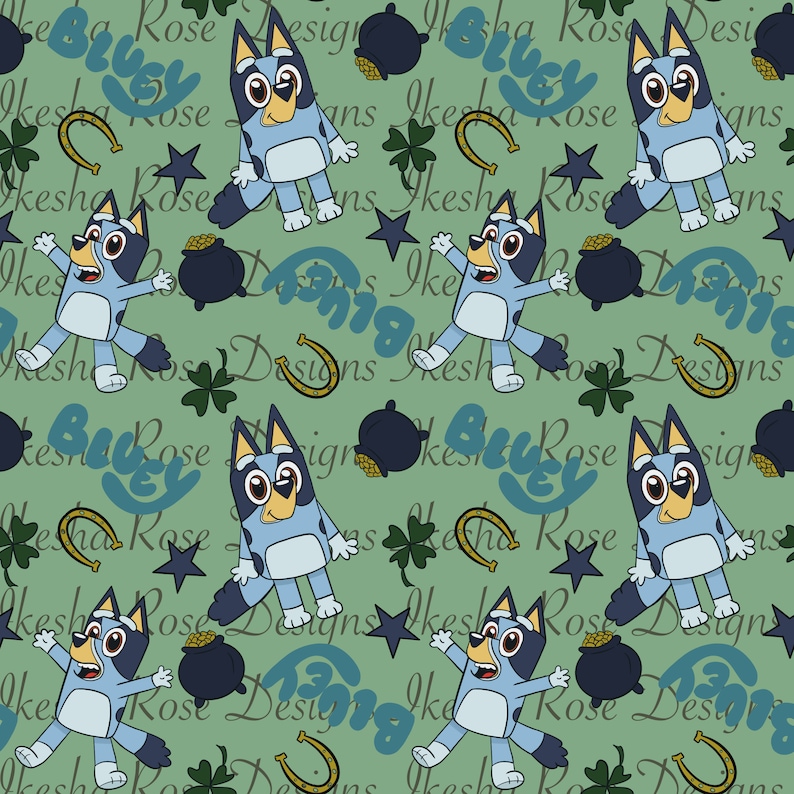 Bluey St Patrick's Day Seamless Digital File Pattern - Etsy
