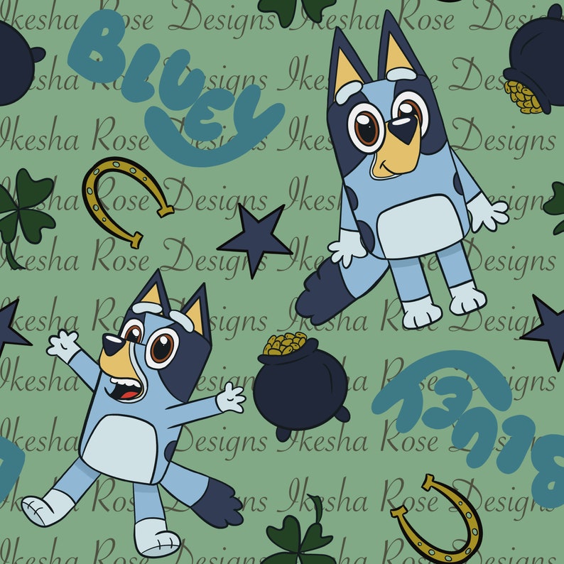 Bluey St Patrick's Day Seamless Digital File Pattern - Etsy