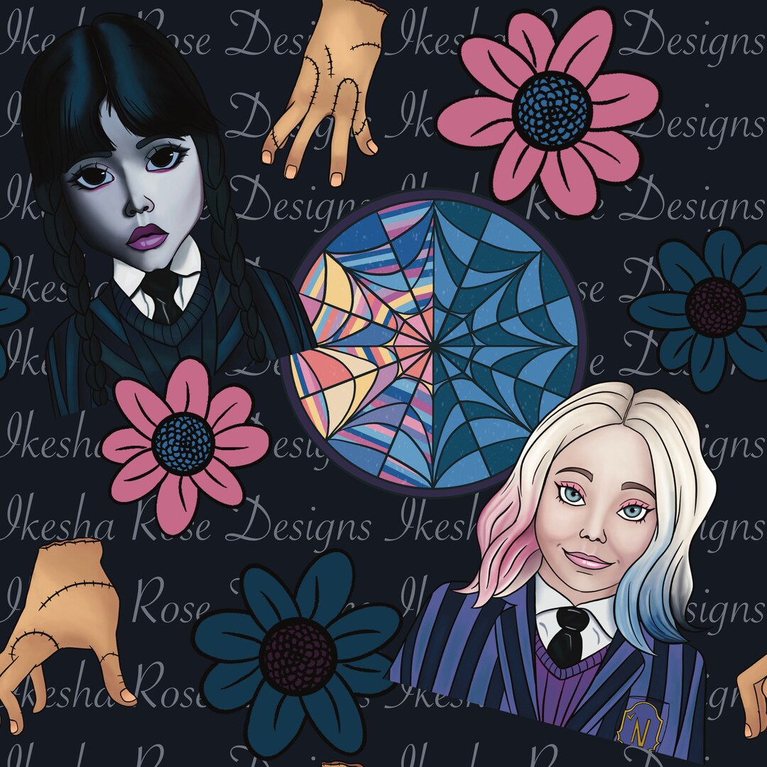 Wednesday Seamless Pattern, Addams Family Seamless Pattern, Horror ...