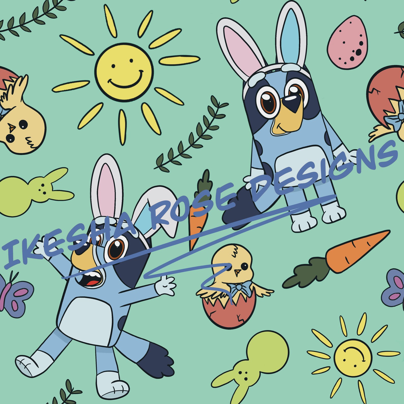 Bluey Easter Seamless Digital File Pattern - Etsy