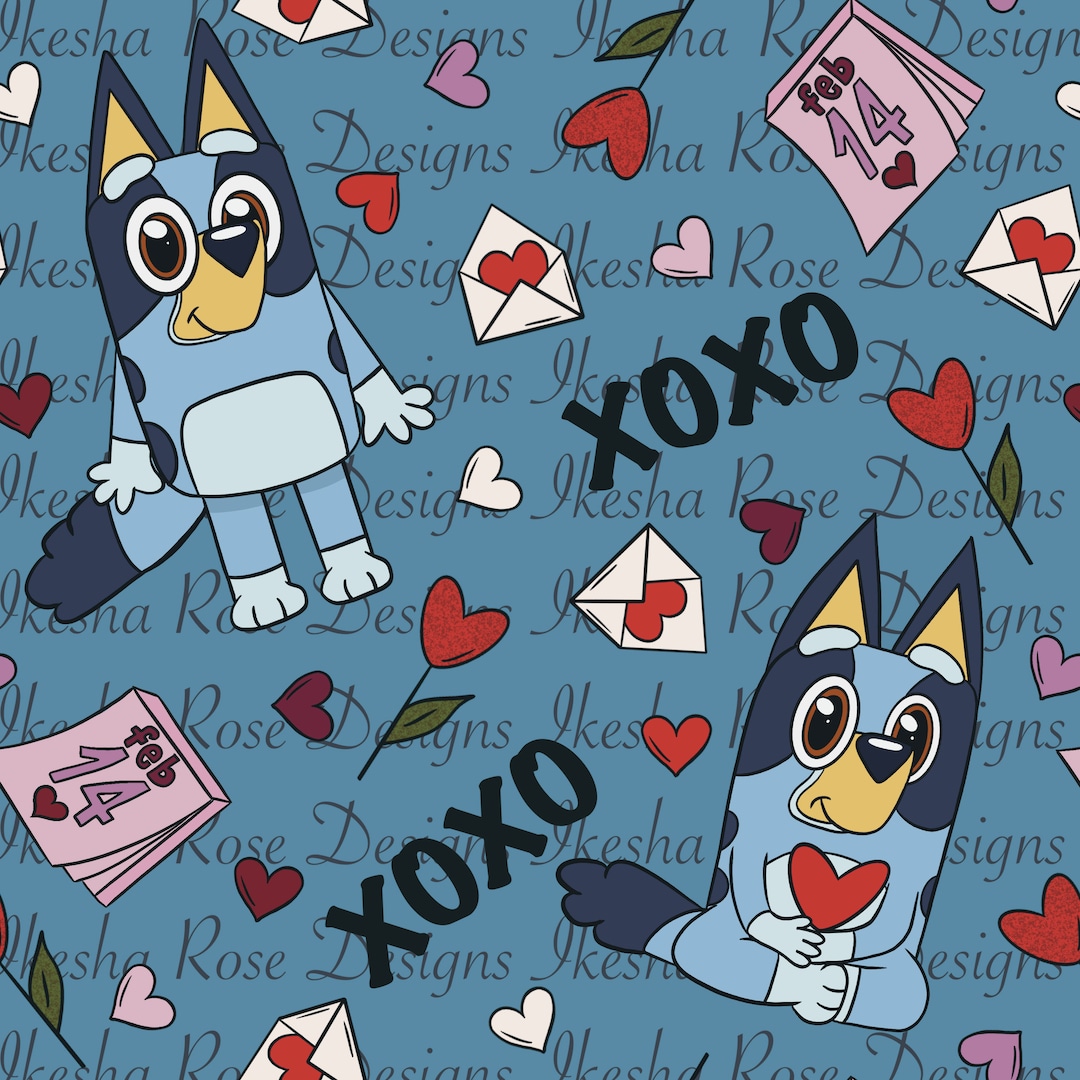 Bluey Valentine's Day Seamless Digital File Pattern - Etsy