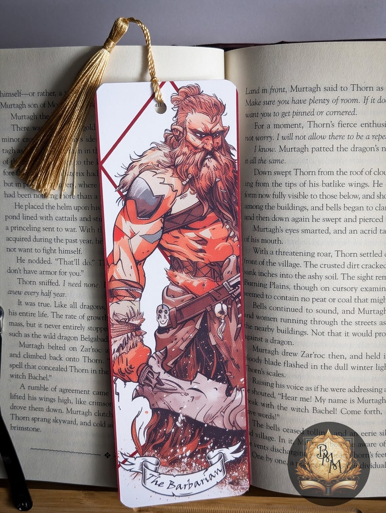The Barbarian Dnd Bookmark Fantasy Bookmark Laminated Bookmark Bookmark ...