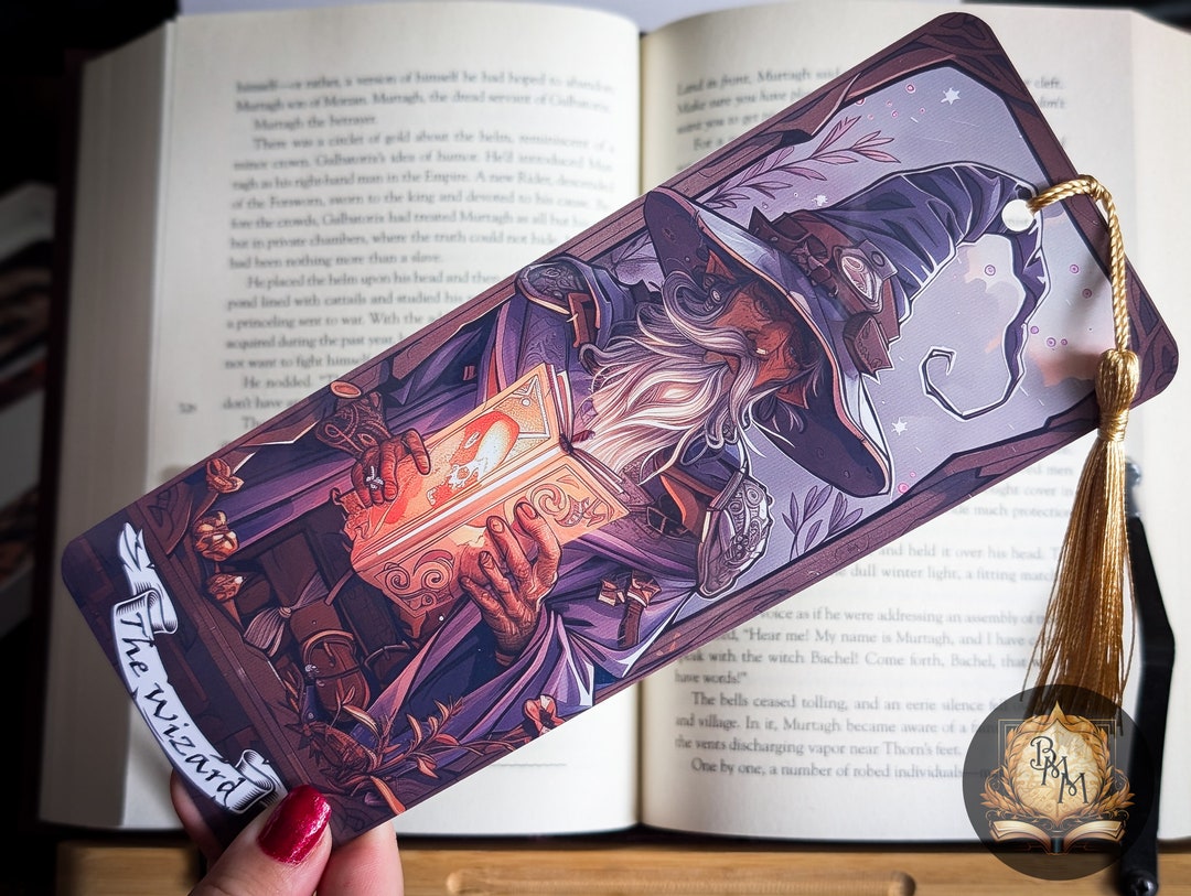 The Wizard | Dnd Bookmark | Fantasy XL Laminated Bookmark With Tassel ...
