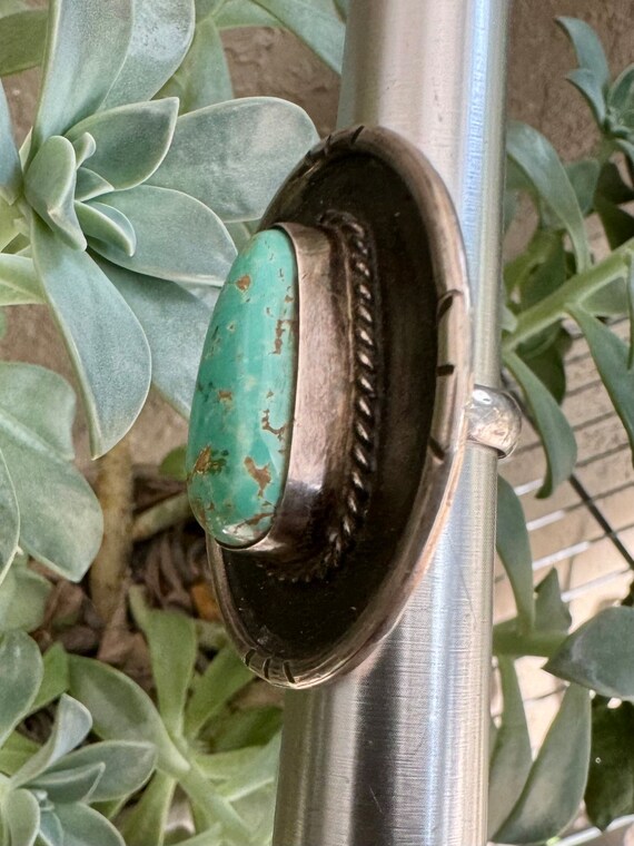 Large turquoise Sterling round ring - Gem