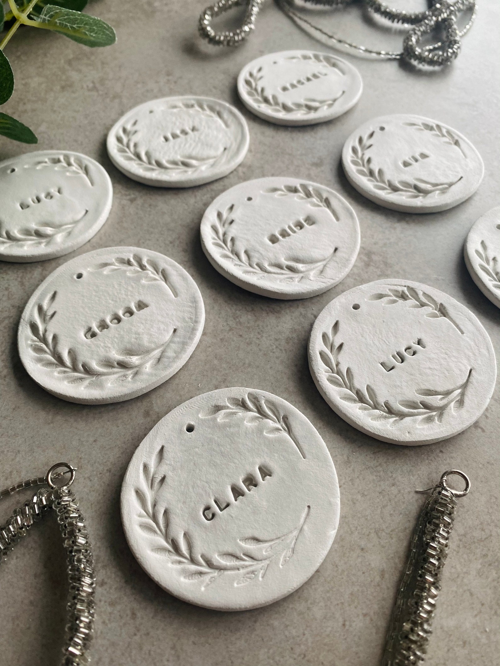 Handmade Personalised Clay Wedding Name Tag - Etsy