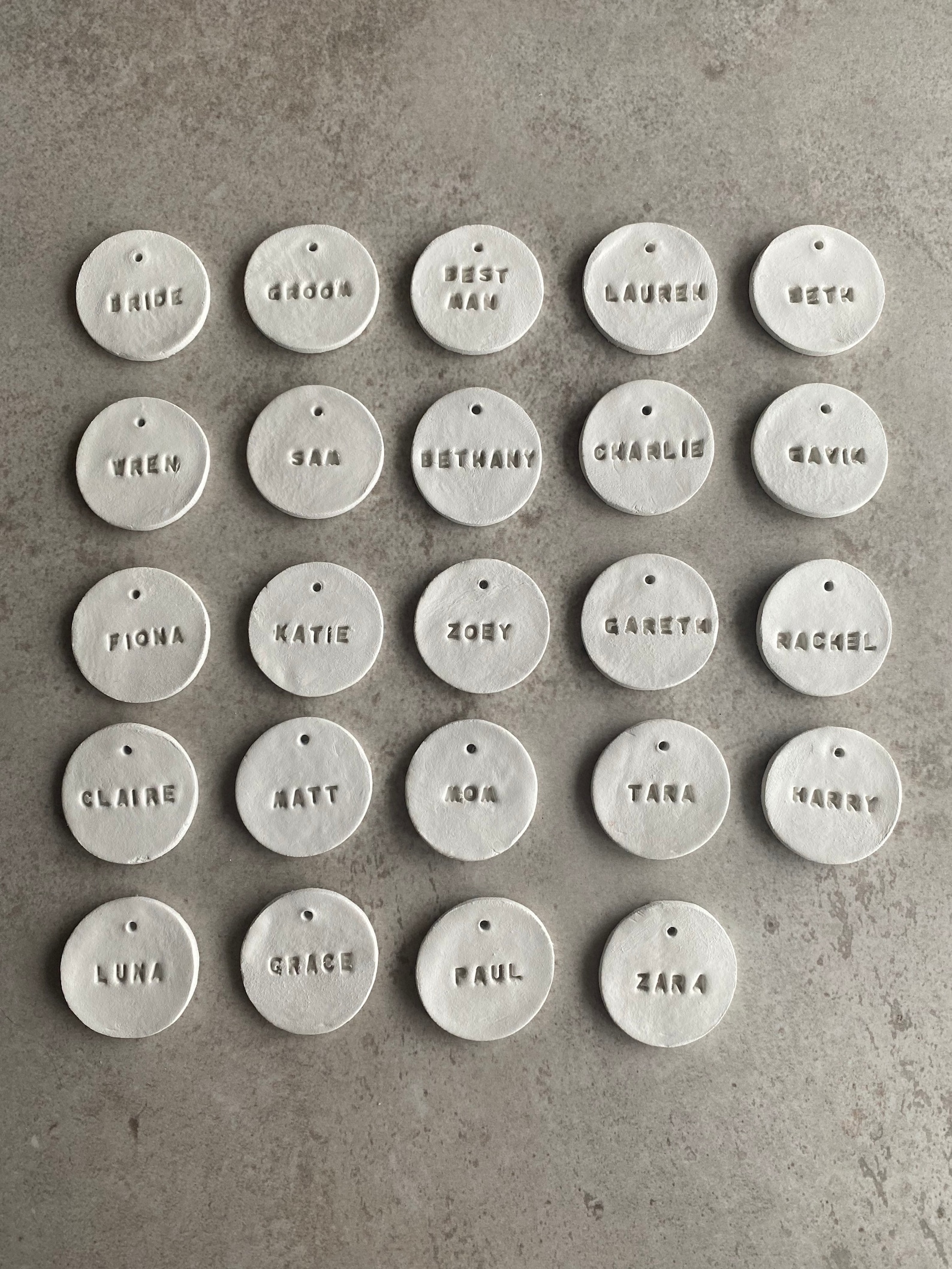 Handmade Personalised Clay Wedding Name Tag Pack of 10 - Etsy