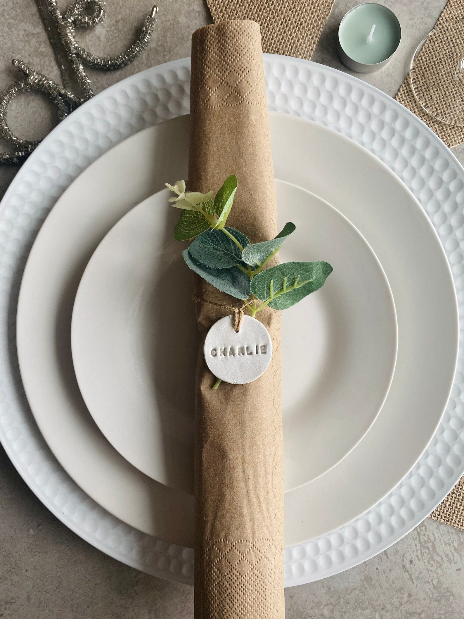 Handmade Personalised Clay Wedding Name Tag Pack of 10 - Etsy