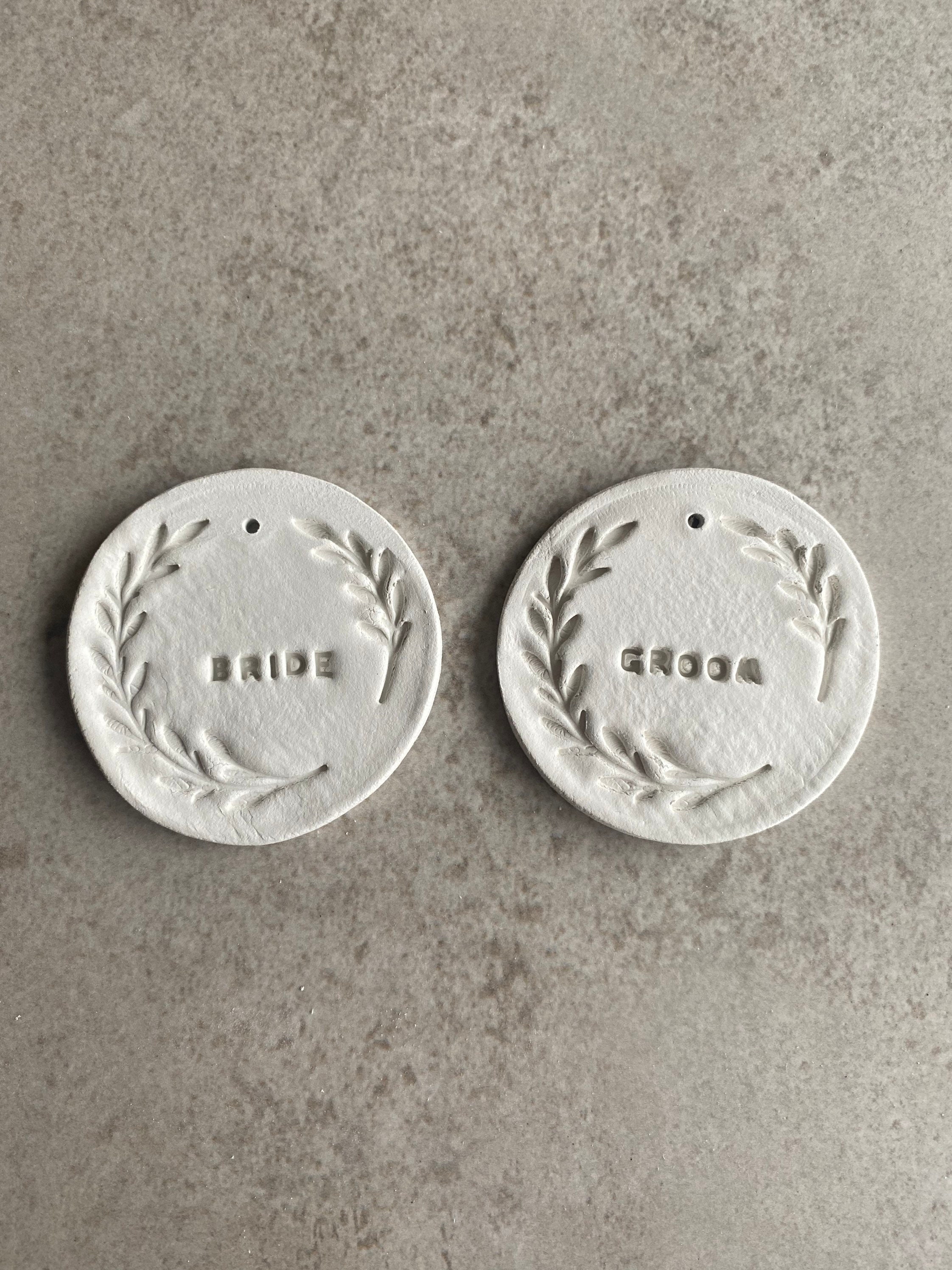 Handmade Personalised Clay Wedding Name Tag - Etsy UK