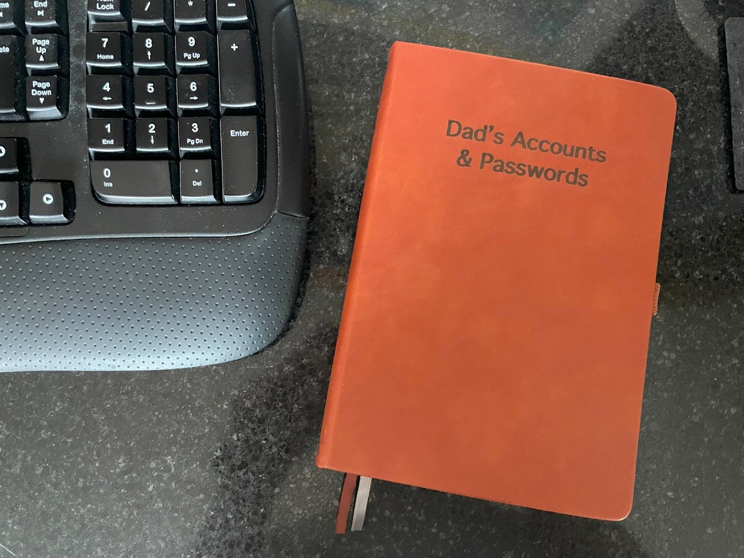 Laser Engraved Leather Notebook for Emergency Passwords and Critical ...