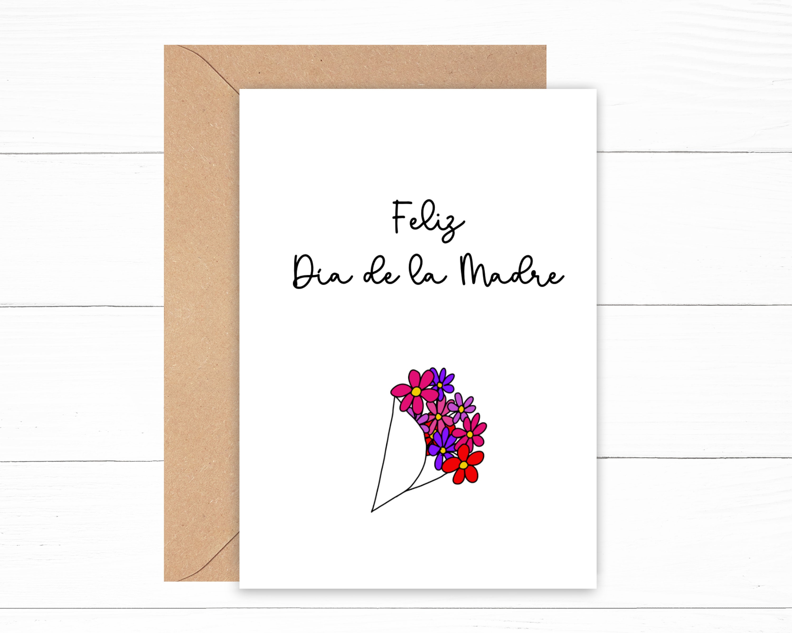 Feliz Día De La Madre - Spanish Happy Mother's Day Card Cat/flowers A5 ...