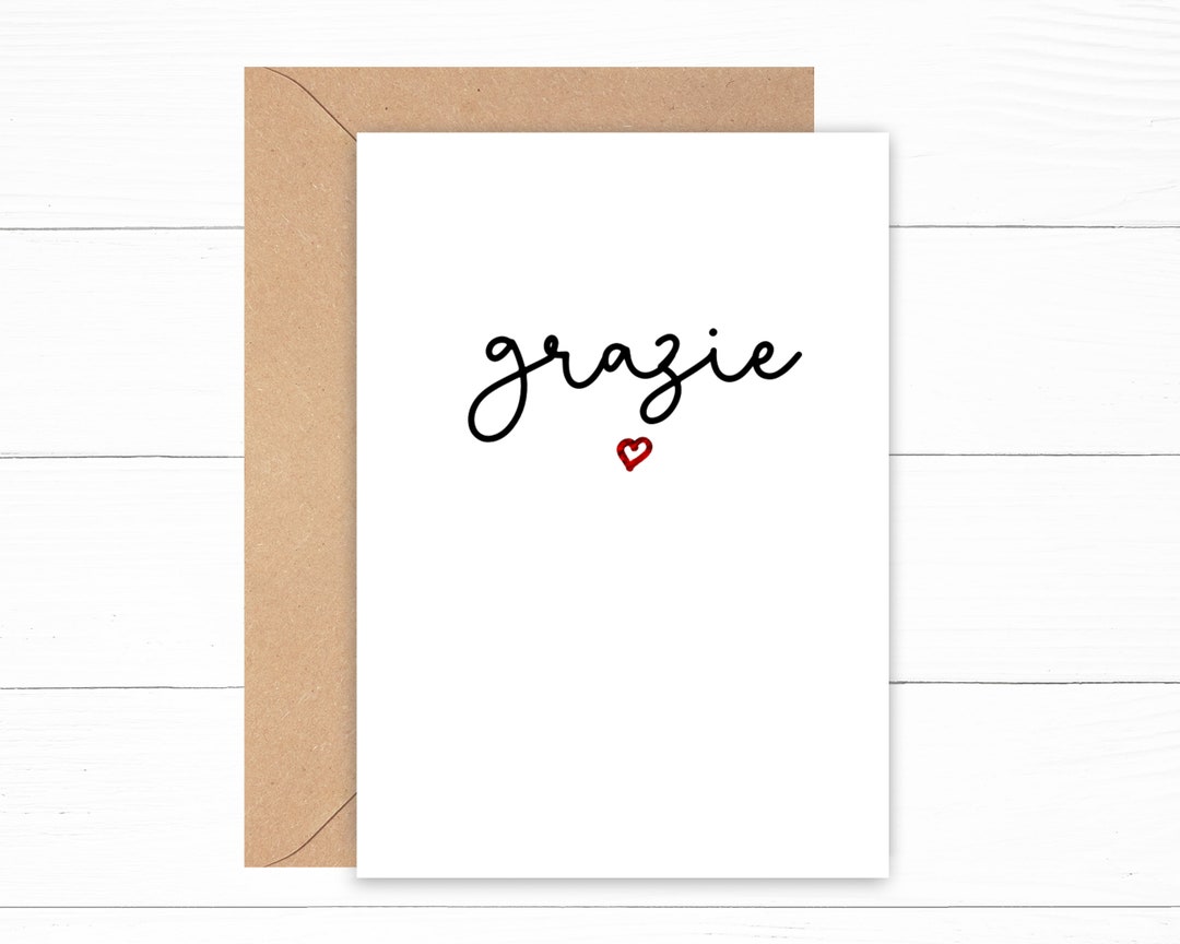 Grazie - Italian Thank You Card A5 - Can Be Personalised (pack of Mini ...