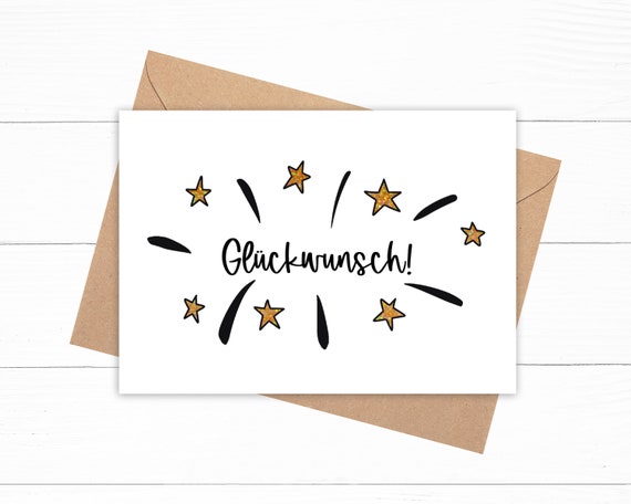 Glückwunsch German Congratulations Card A5 | Etsy