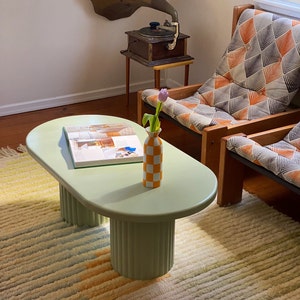 Oval Shaped Coffee Table With Chunky Fluted Legs - Etsy