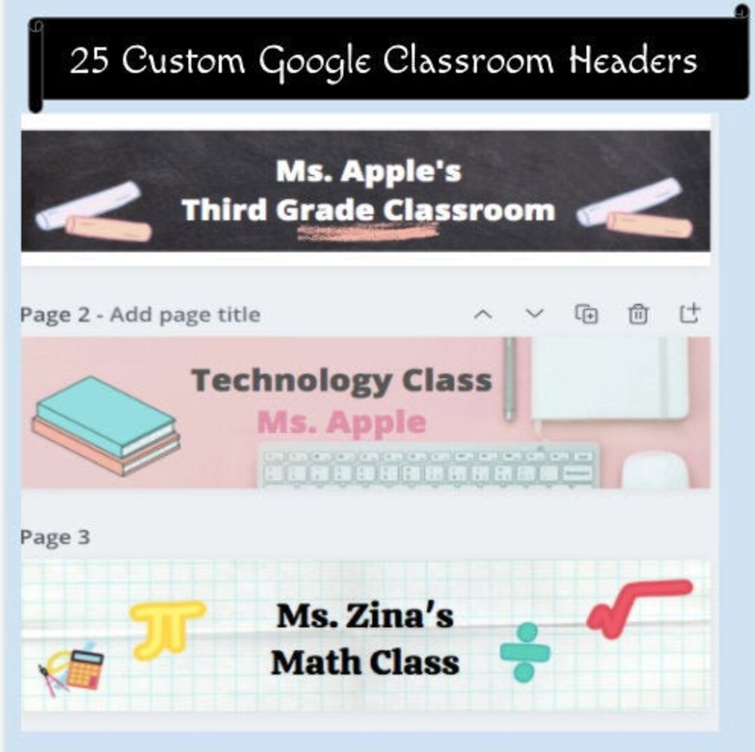 Google Classroom Headers Google Site Headers - Set of 25 - Etsy