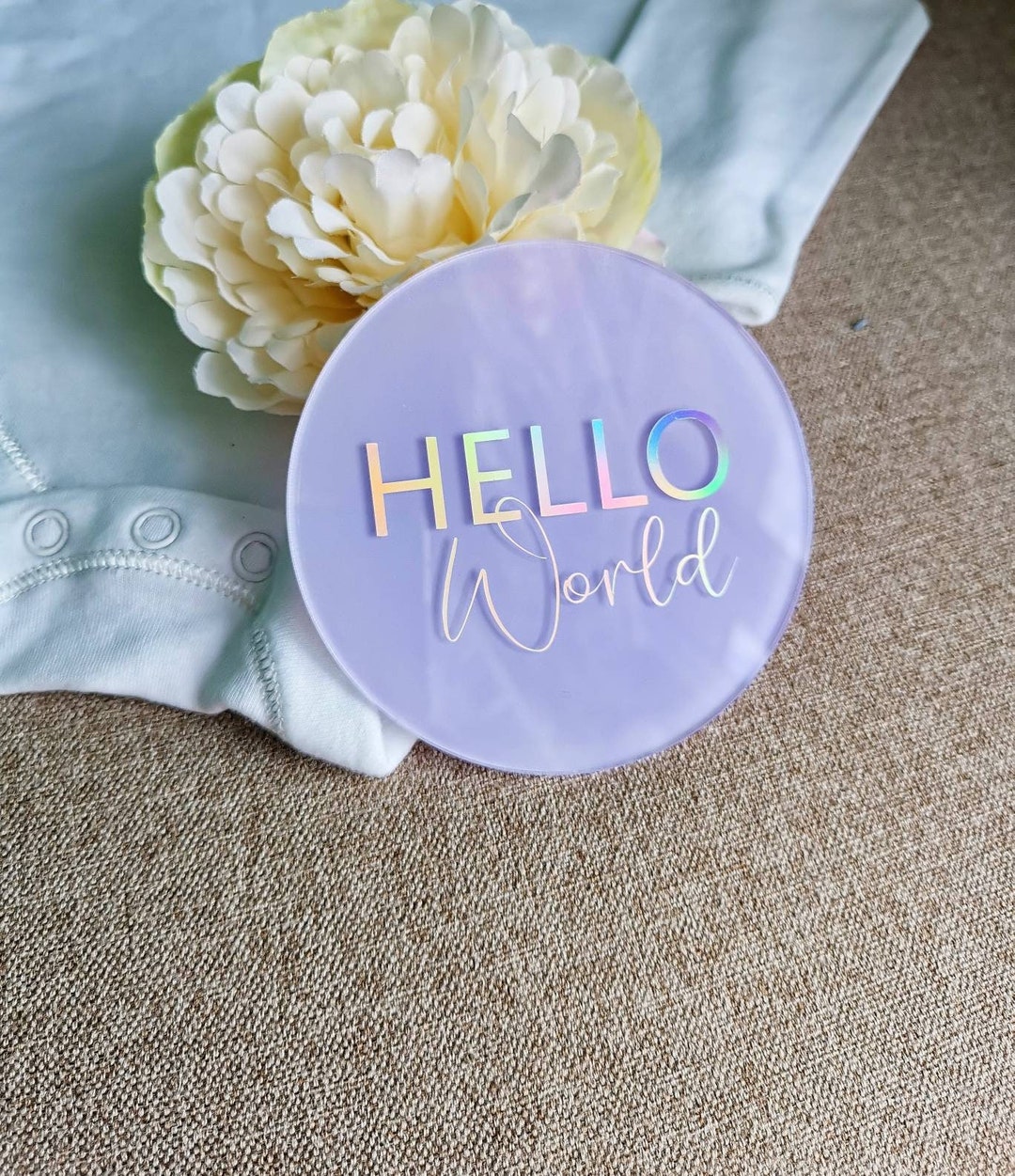 Acrylic Baby Arrival Sign Hello World Plaque Photo Prop Birth ...