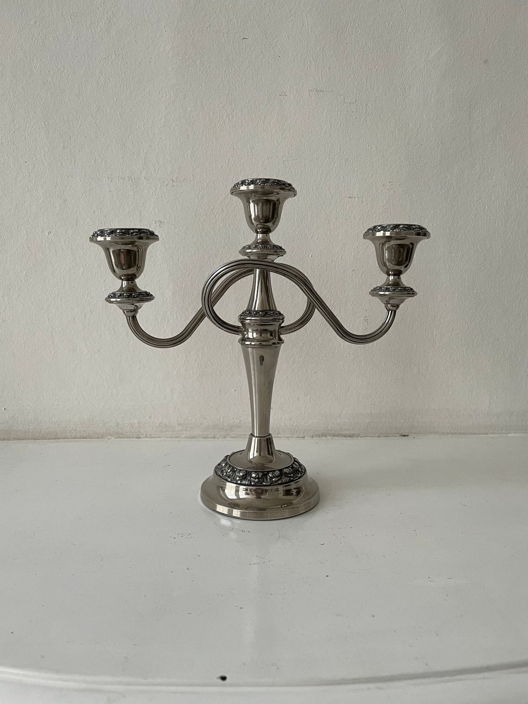Ianthe Silver-plated Three Sconce Candelabra - Etsy
