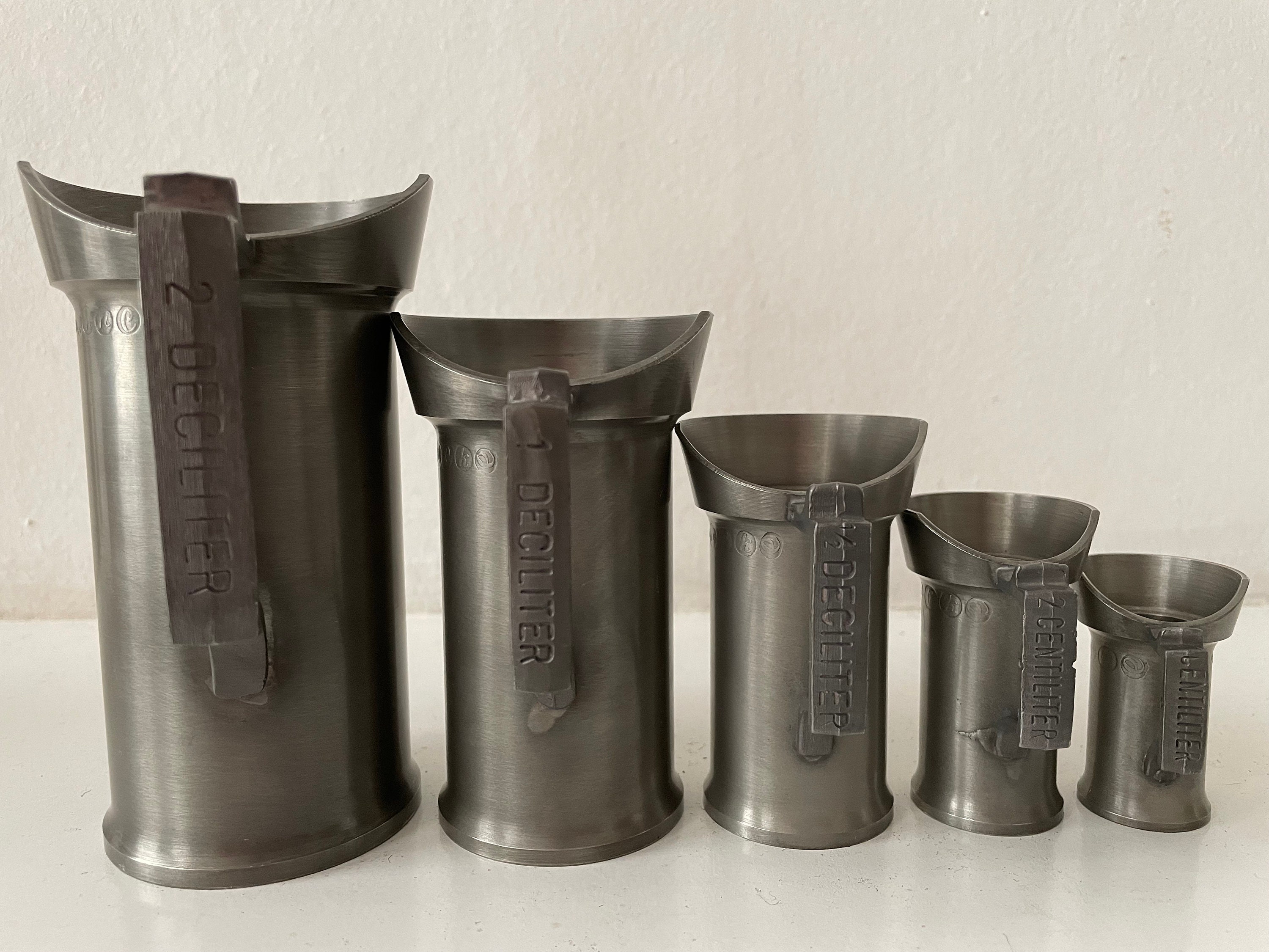 Antique Pewter Measuring Cups - Etsy