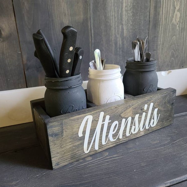Mason Jar Utensil Holder - Etsy