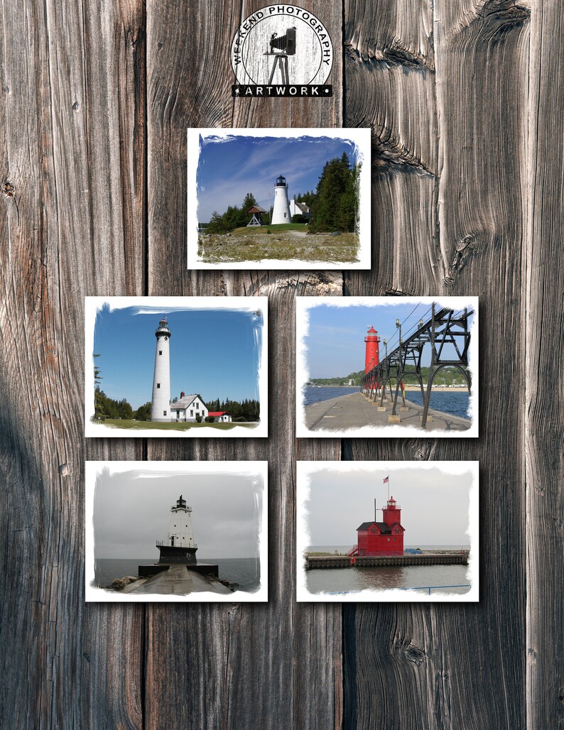 Lighthouse Note Card Set, Michigan Lighthouses, Note Cards, Great Lakes ...