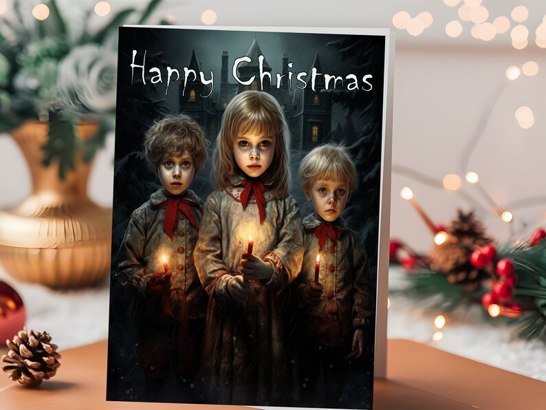 Gothic Horror Colourful Christmas Cards, Unusual Festive Scary Greetings Card Xmas Set, Eco ...