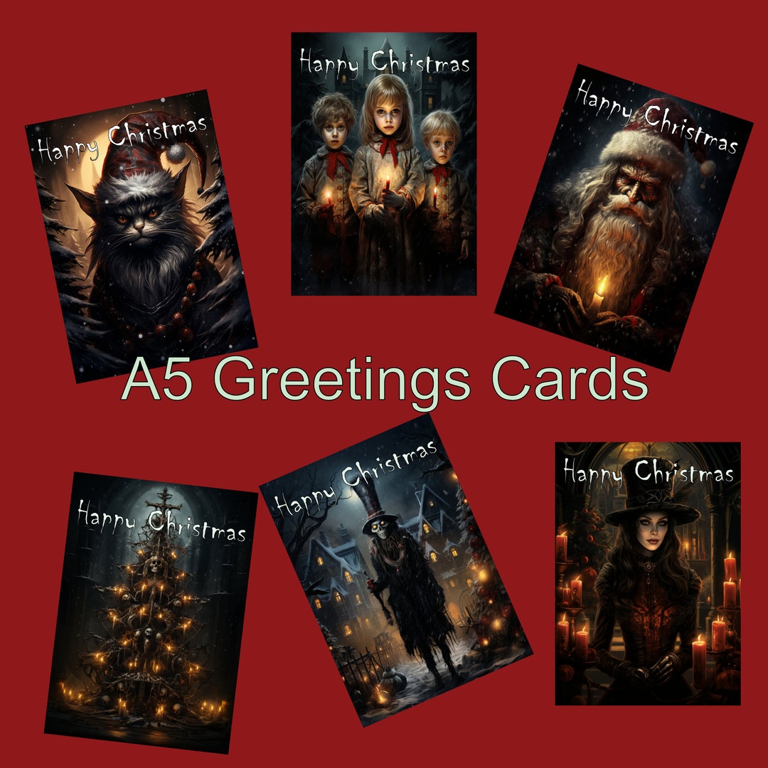 Gothic Horror Colourful Christmas Cards, Unusual Festive Scary ...