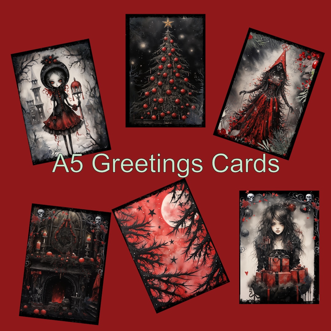 Gothic Horror Christmas Cards, Unusual Festive Scary Cartoon Greetings ...