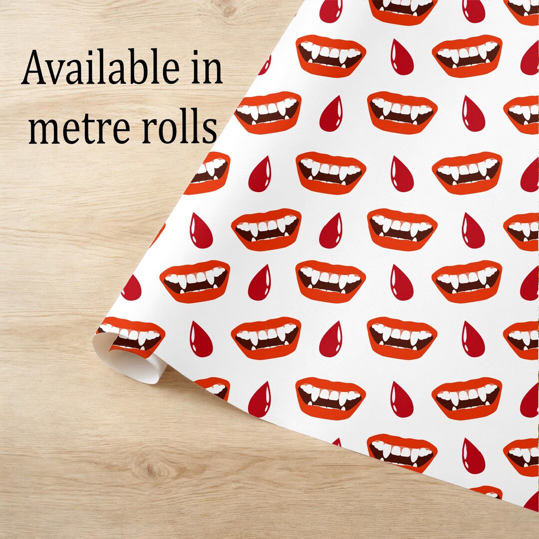 Vampire Mouth Fangs Wrapping Paper, Horror Gift Wrap, Recycled - Etsy