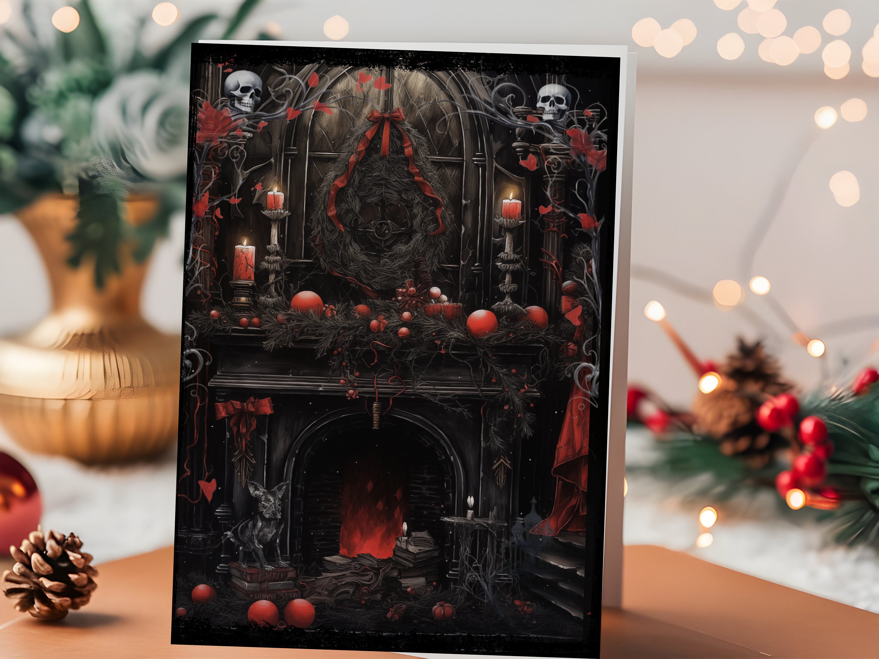 Gothic A5 Christmas Cards, Dark Romantic Holiday Art, Macabre Winter Decor (5x8 Inches) - Etsy