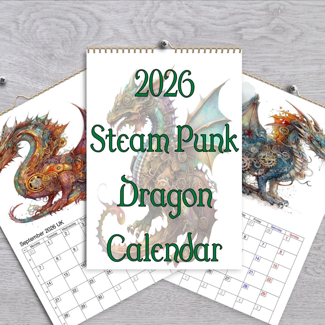 2026 Steampunk Dragon A4 Calendar Mechanical Fantasy Wall Calendar ...