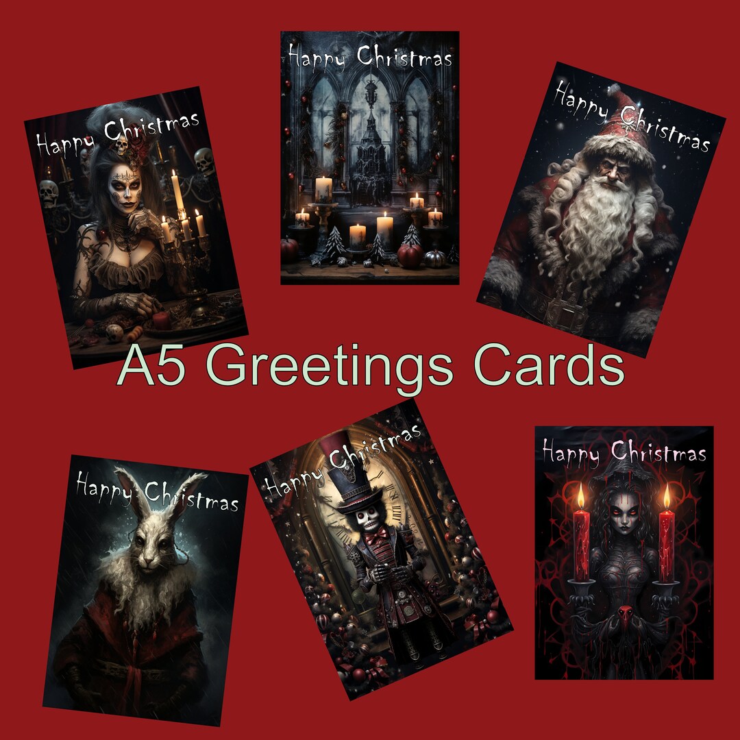 Gothic Horror Colourful Christmas Cards, Unusual Festive Scary ...