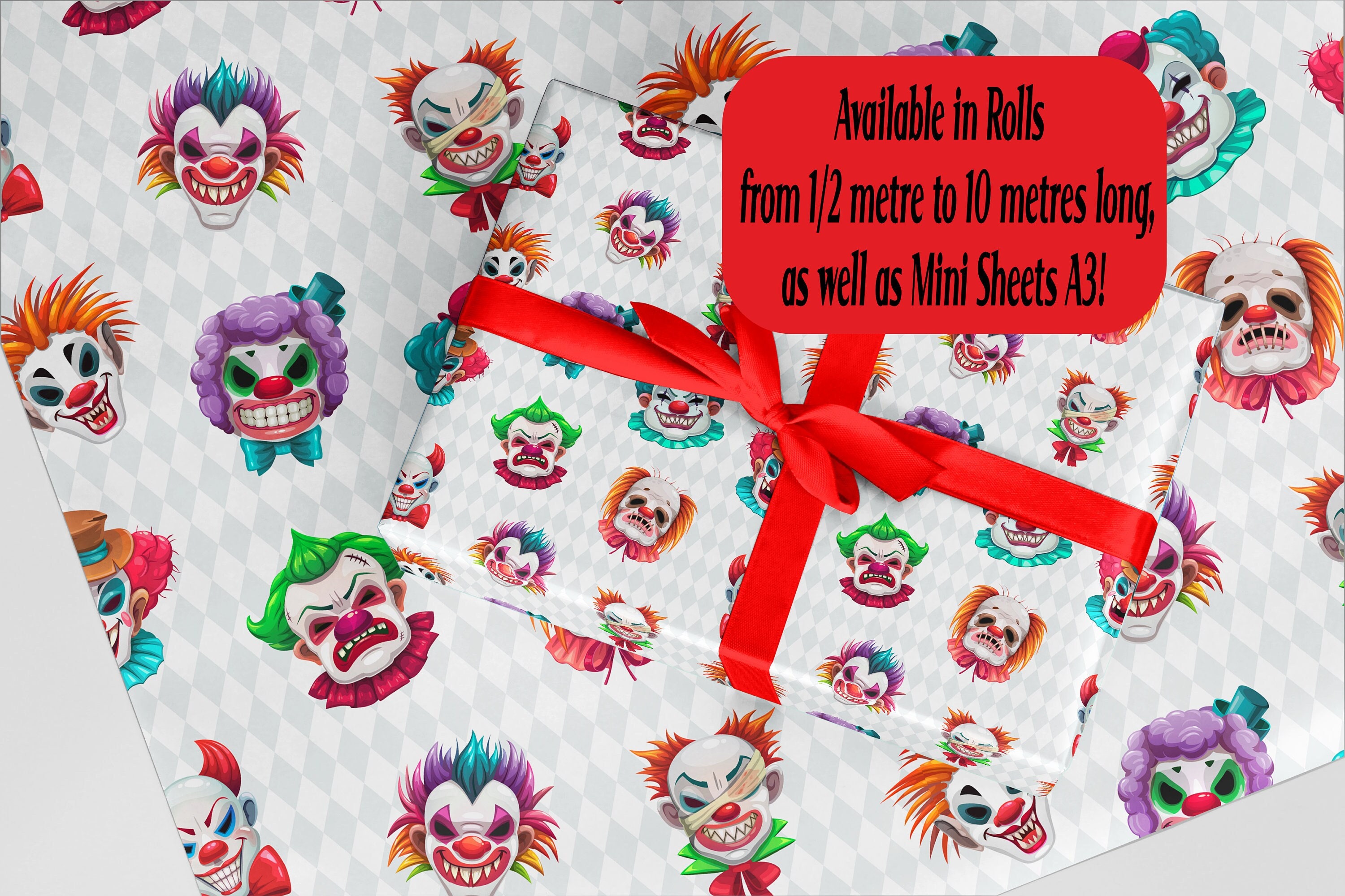 Horror Wrapping Paper. Scary Clown Design. Eco Friendly Thick Quality ...