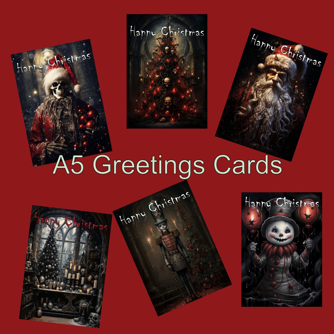Gothic Horror Colourful Christmas Cards, Unusual Festive Scary ...