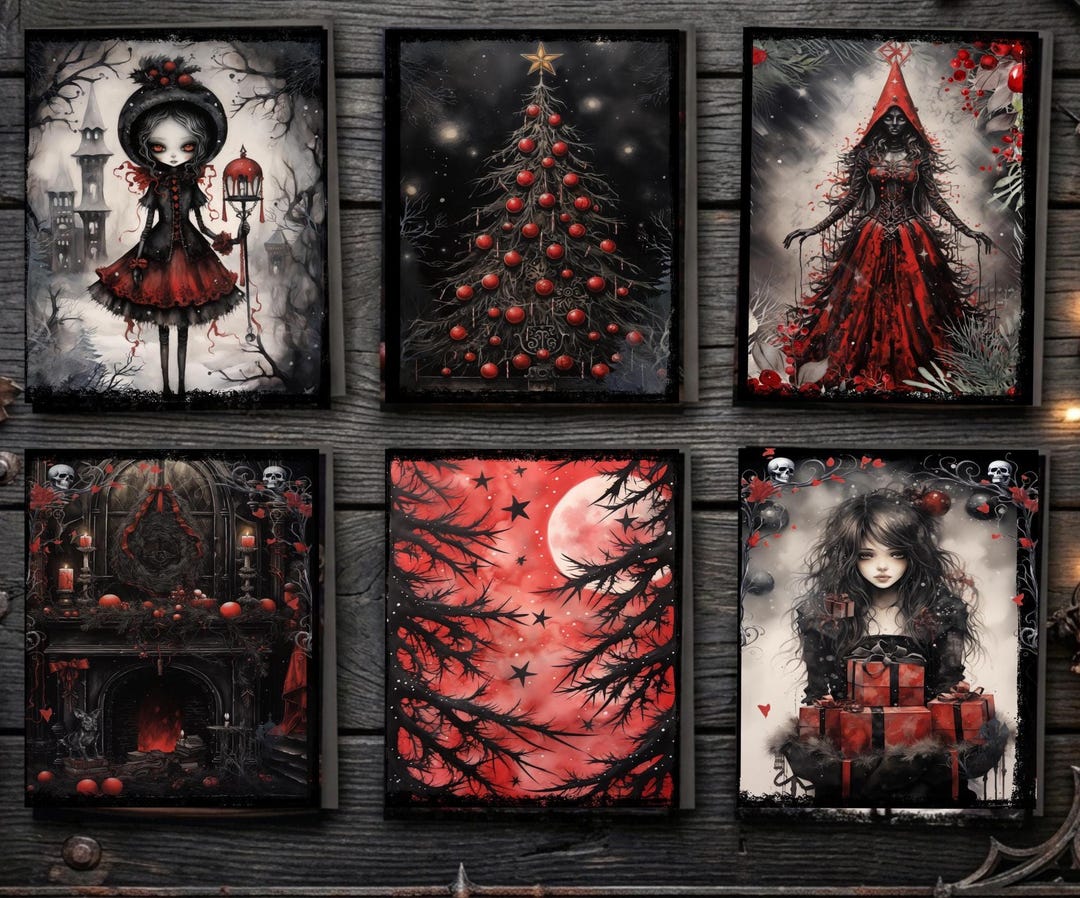 Gothic A5 Christmas Cards, Dark Romantic Holiday Art, Macabre Winter ...