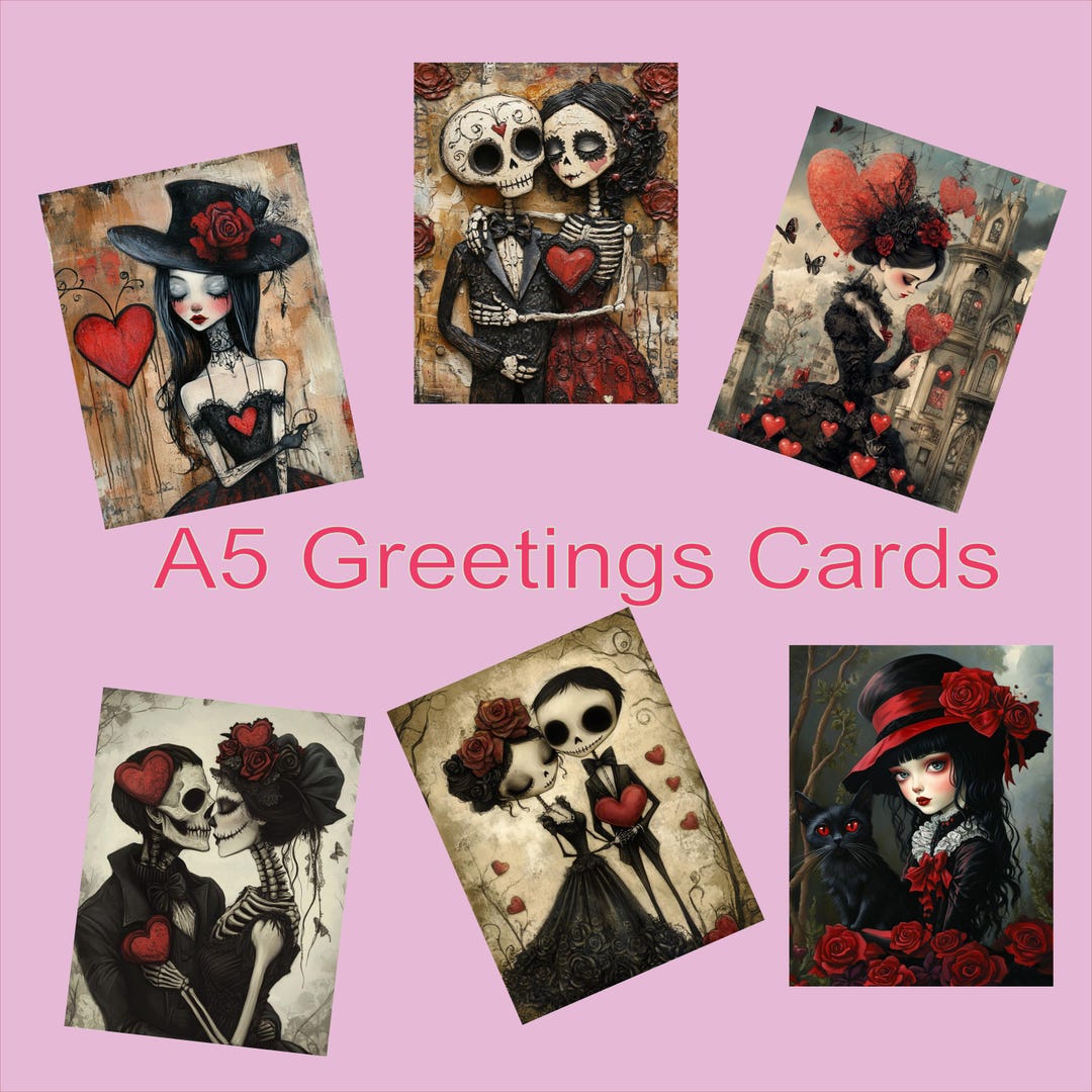 Gothic Horror Colourful Greetings Cards, Unusual Valentine Birthday ...