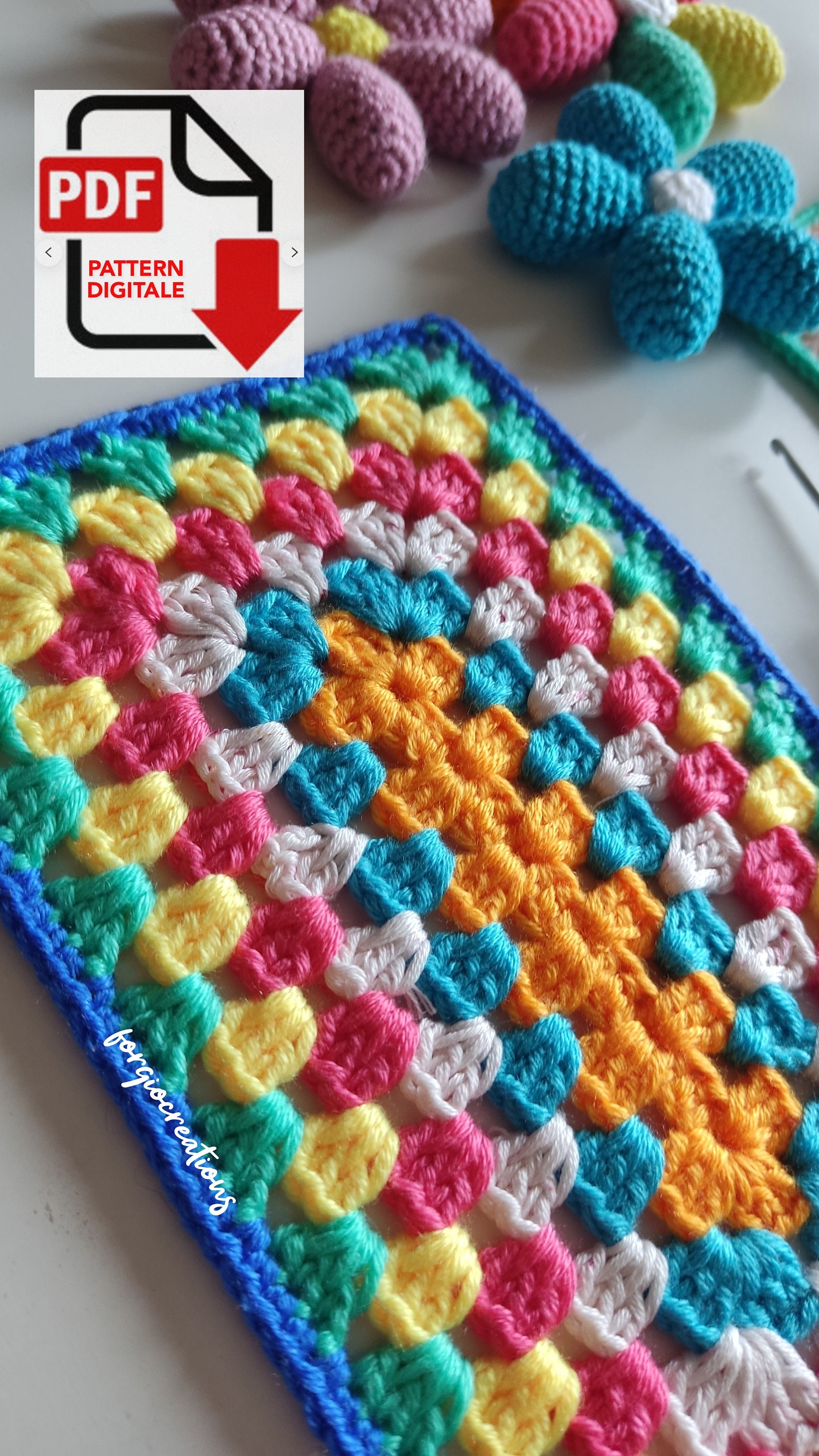 Rectangle Granny Square Crochet Pattern PDF, Rectangle Granny Square ...