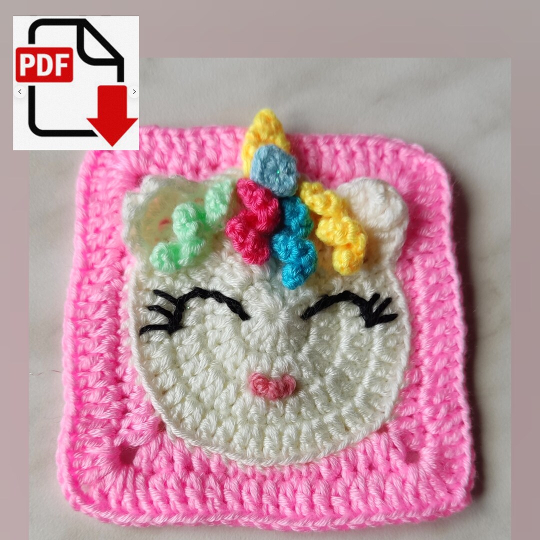 PATTERN PDF Unicorn Granny Square-pattern Pdf Crochet Unicorn Square ...