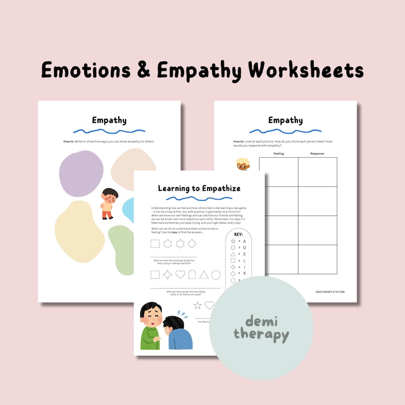 Empathy Therapy Activity Worksheets for Kids | Emotions Puzzle ...
