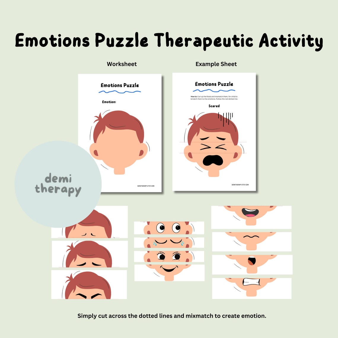 Empathy Therapy Activity Worksheets for Kids | Emotions Puzzle ...