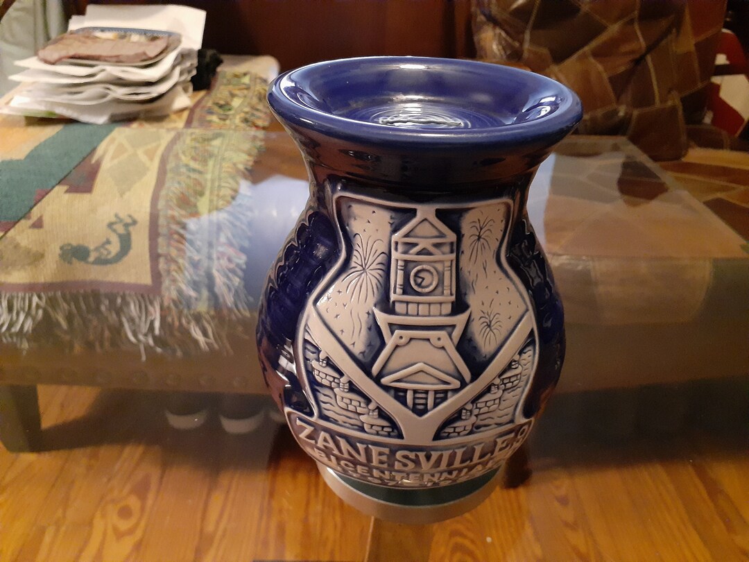 Mccoy Blue Pottery Bank *2 Ink Signatures (nelson Mccoy& Billie Mccoy ...