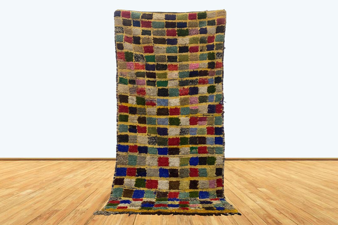 7x4 Feet Colorful Grid Vintage Moroccan Area Rug. - Etsy