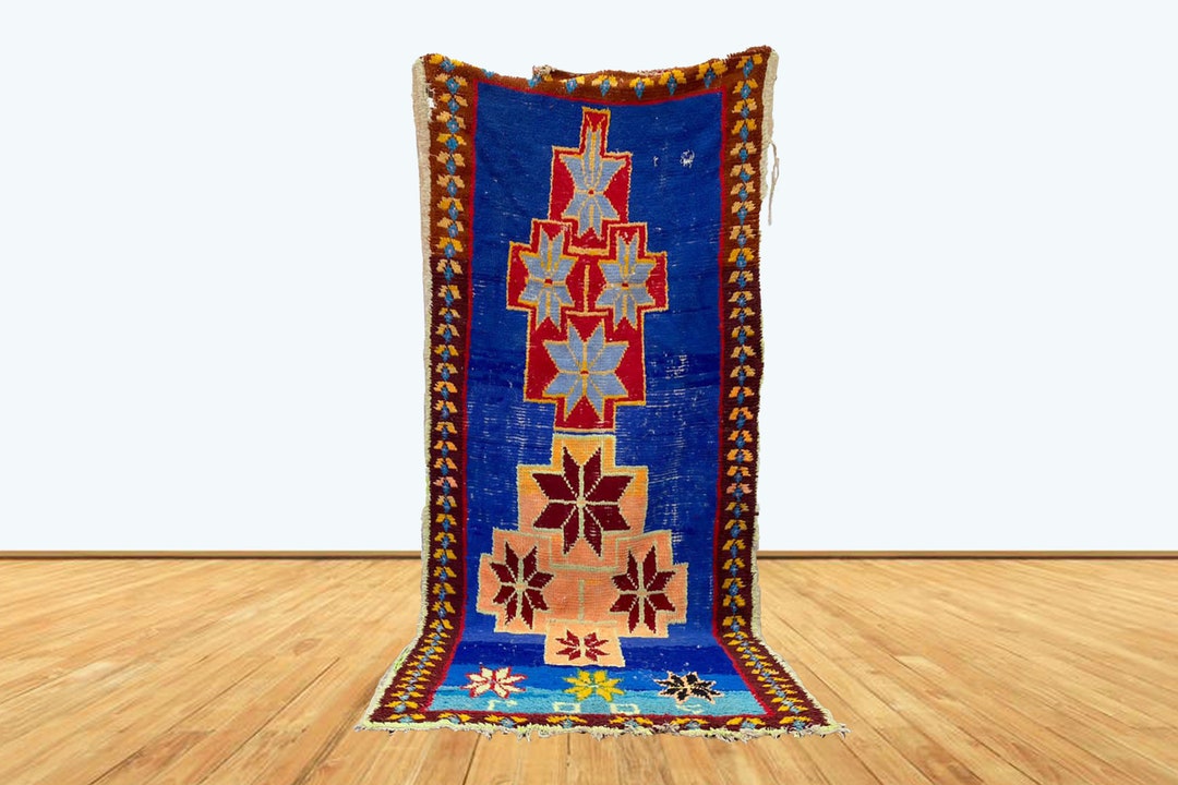 3x7 Moroccan Woven Vintage Blue Runners Rug. - Etsy