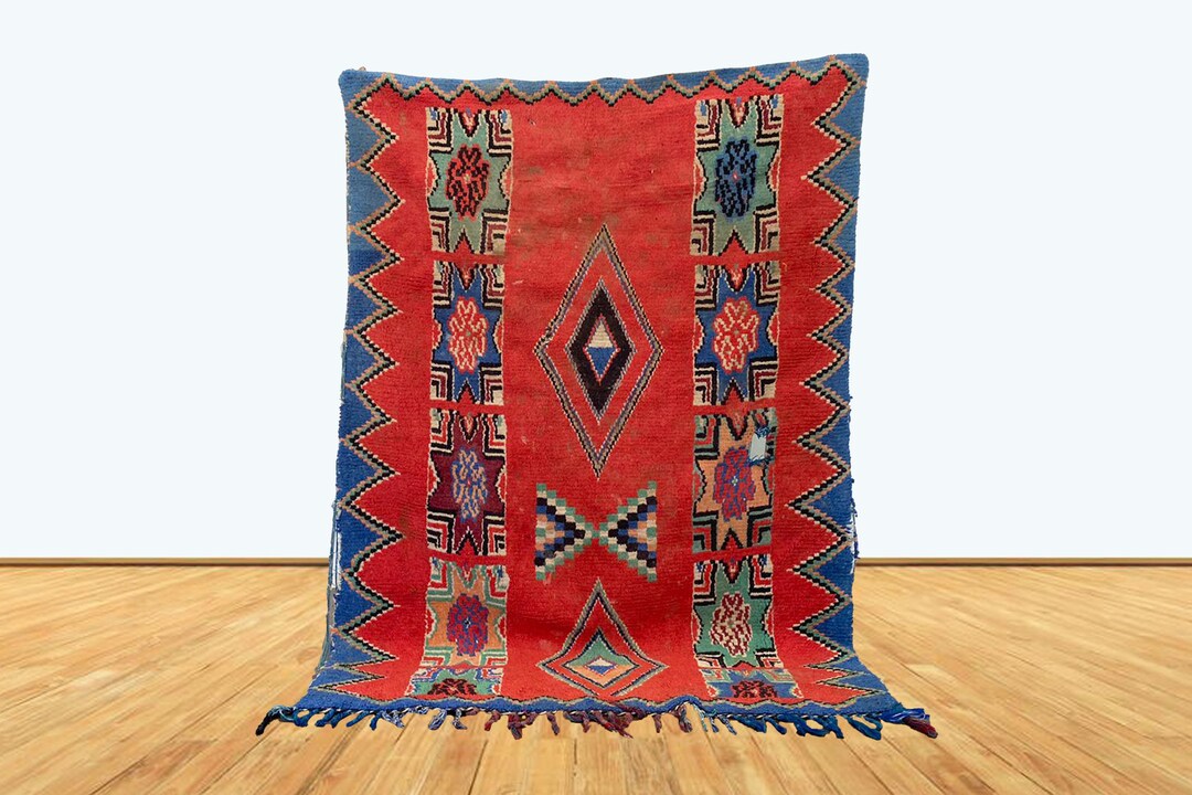 6x4 Vintage Berber Wool Area Rug: Colorful Woven Floor Carpet - Etsy