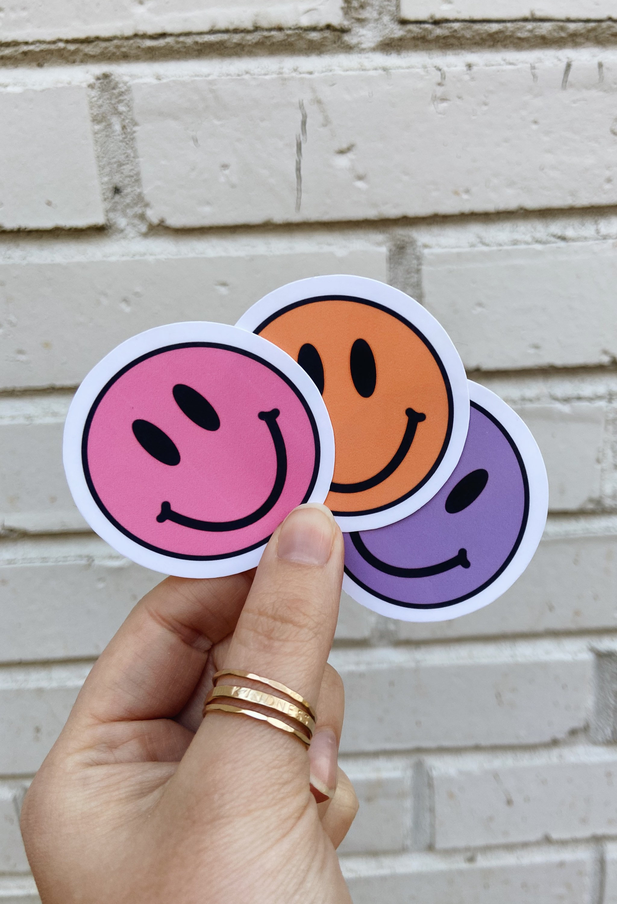 Smiley Face Sticker // Cute Retro Multi Colored // Pink - Etsy