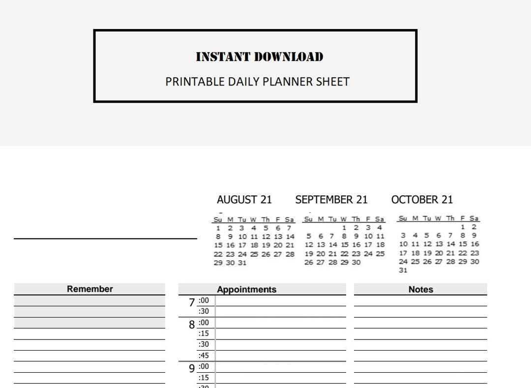 Simple Printable Day Planner - Etsy