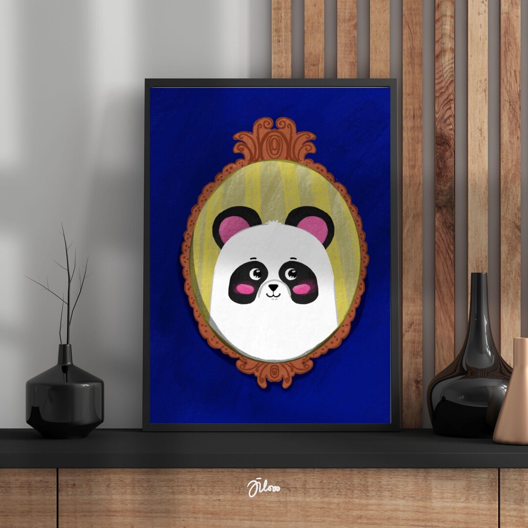 Vintage Panda Print, Cottagecore Animal Illustration Digital Download ...