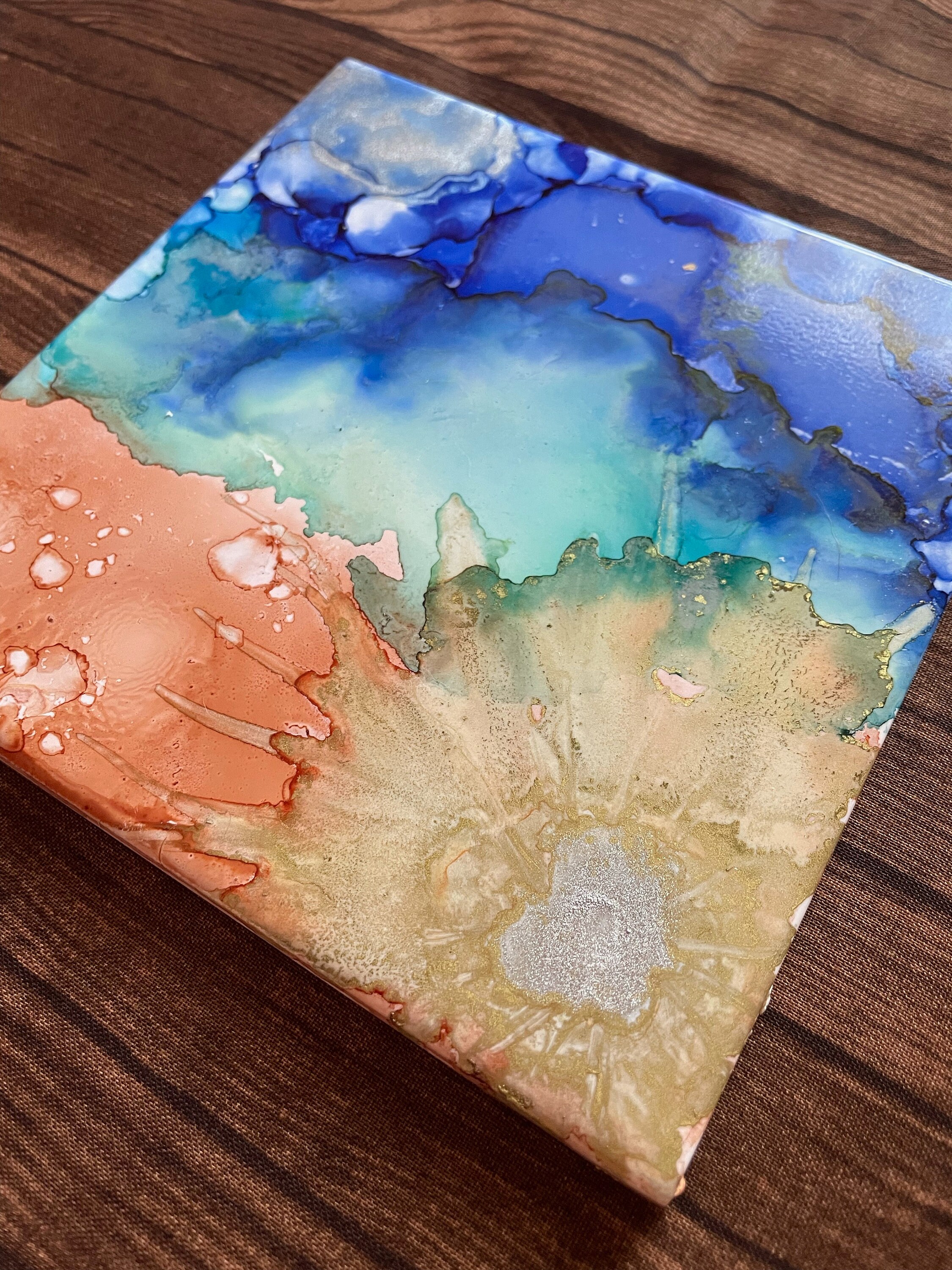 Alcohol Ink on Ceramic Tile - Etsy
